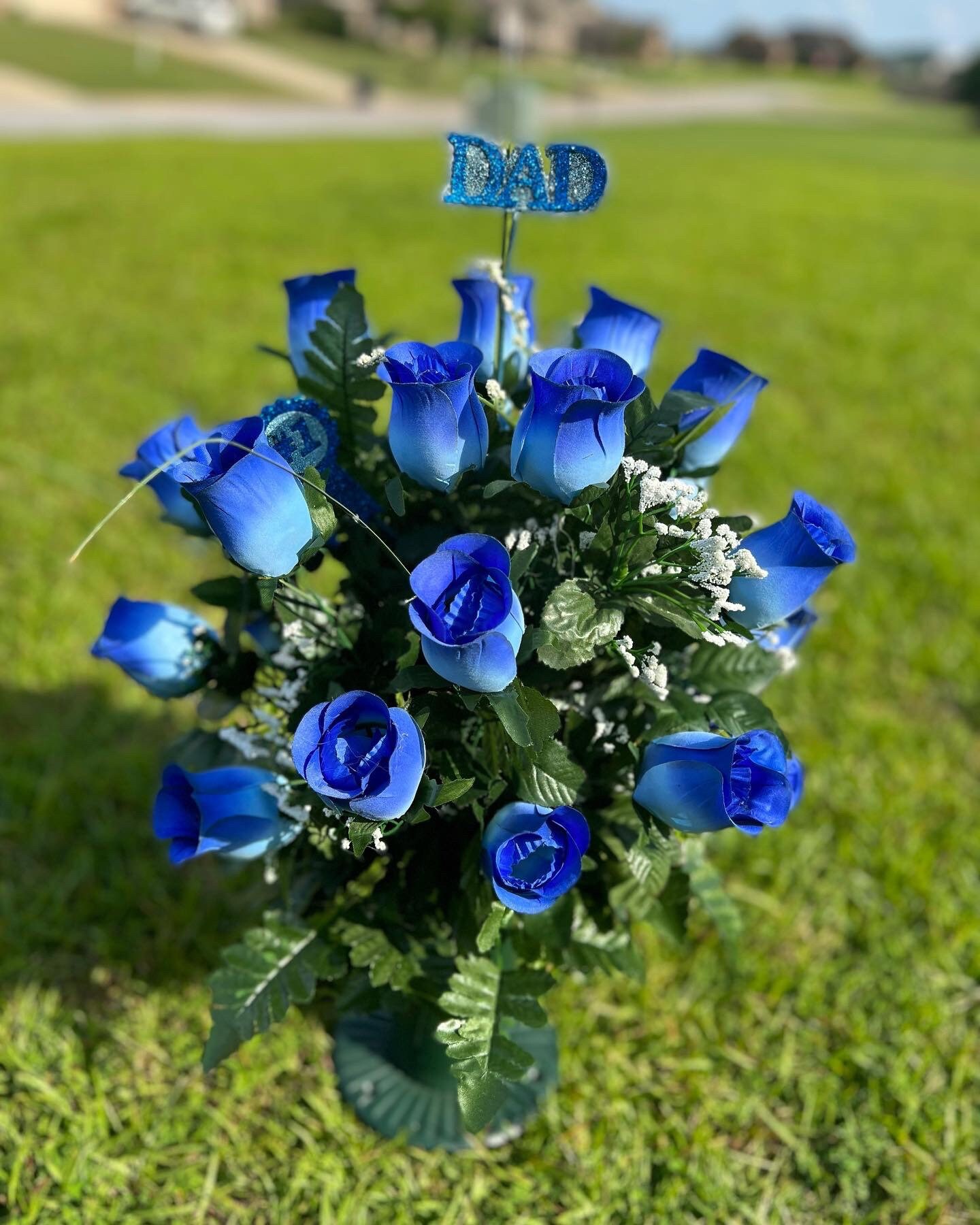 Fathers Day Blue Roses Cemetery Flower - Etsy