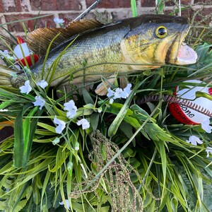 Bass Fish Headstone Saddle Combo With 2 Gone Fishing Vase - Etsy