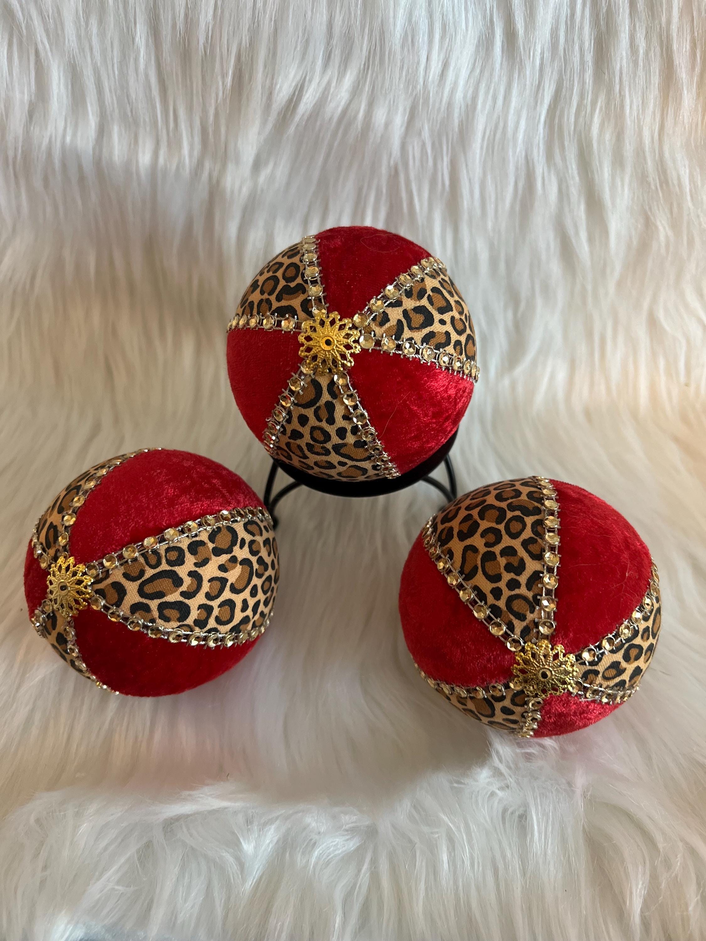 Red Velvet and Cheetah/leopard Print Fabric Decorative Balls - Etsy
