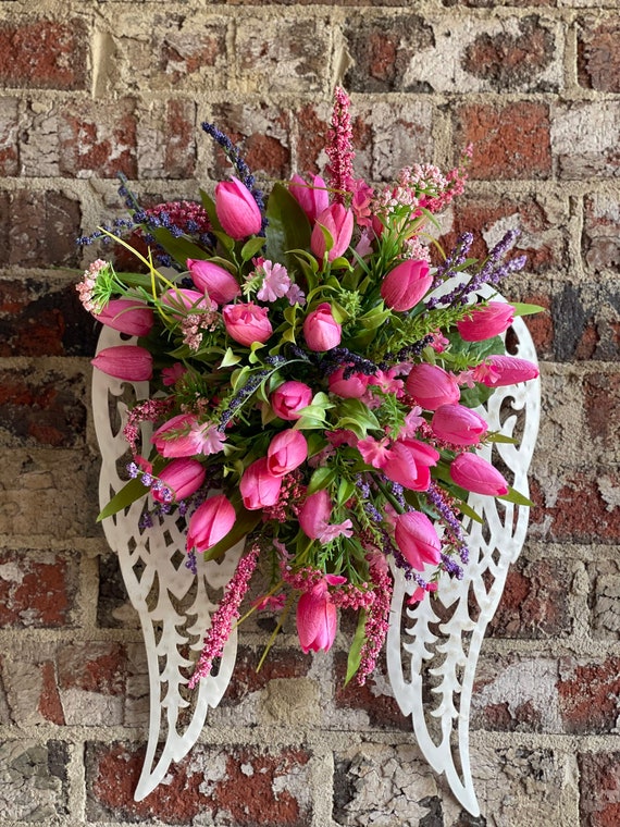 Tulip Angel Wings Wreath Door Wreath Grave Decoration - Etsy