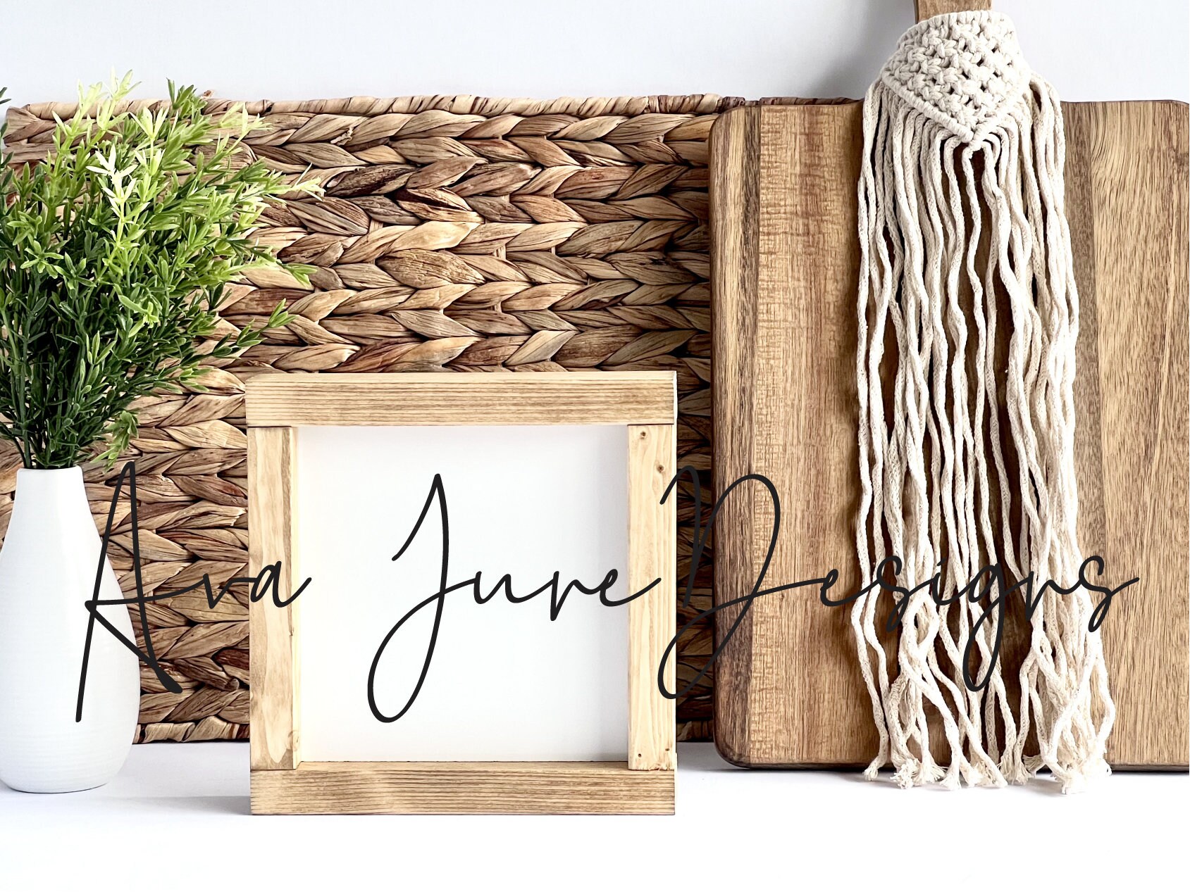 Square Wooden Sign Mock Up, Boho Sign Mockup, Farmhouse Sign Mockup ...