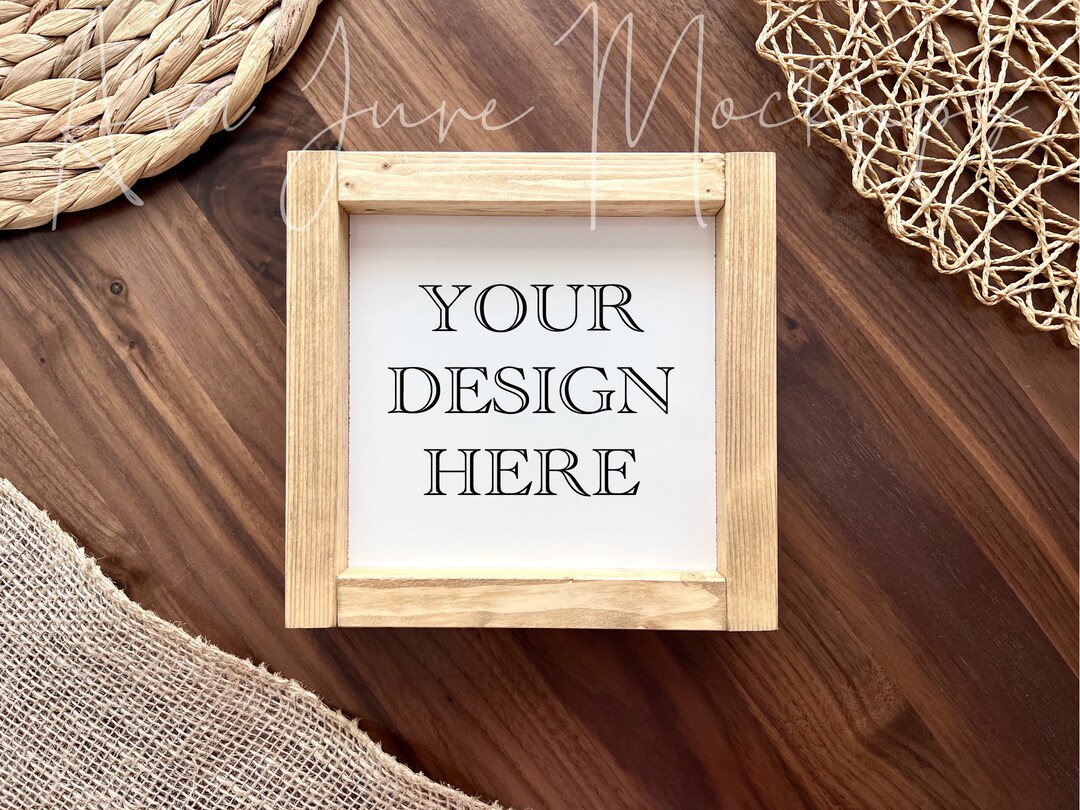 Square Wooden Sign Mock Up, Boho Sign Mockup, Farmhouse Sign Mockup ...