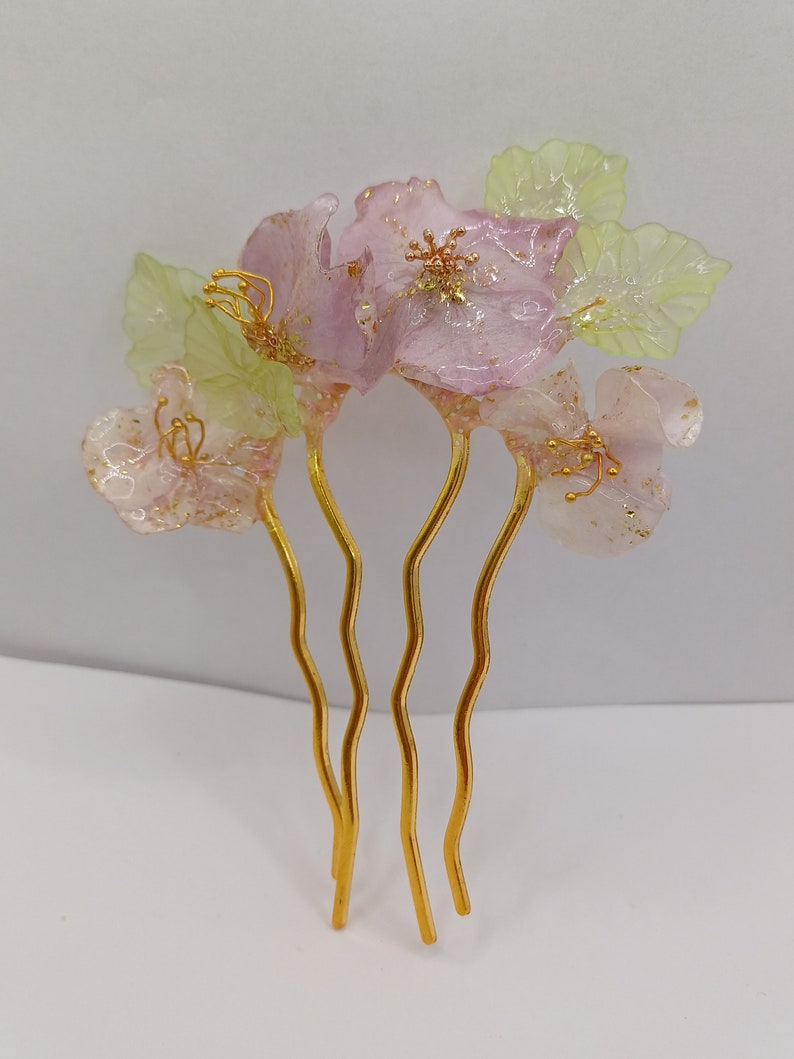 Real Hydrogen Flowers Japanese Kanzashi Hair Comb, Wedding Accessories ...
