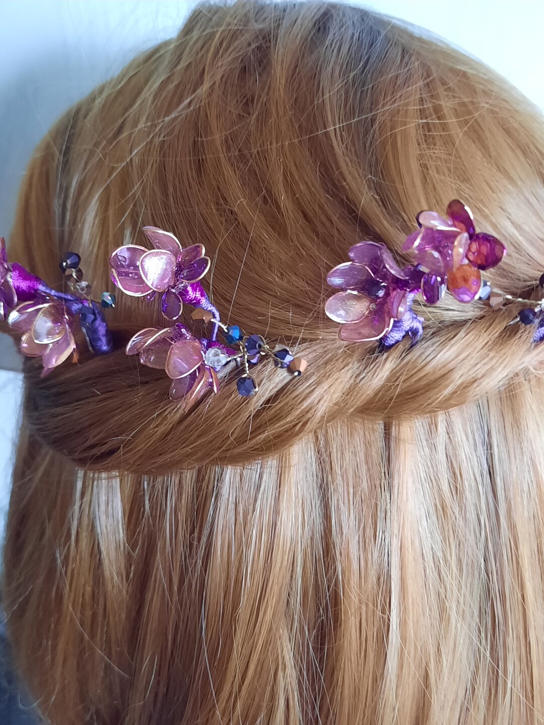 Three Purple Flowers Bridal Hair Pin, Resin Flowers Hair Pin, Hair ...