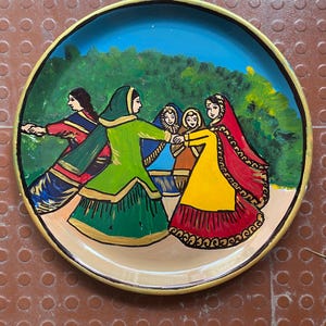 Punjabi Culture Theme Hand Painted Wall Decor Plates Set of 10, Plates ...