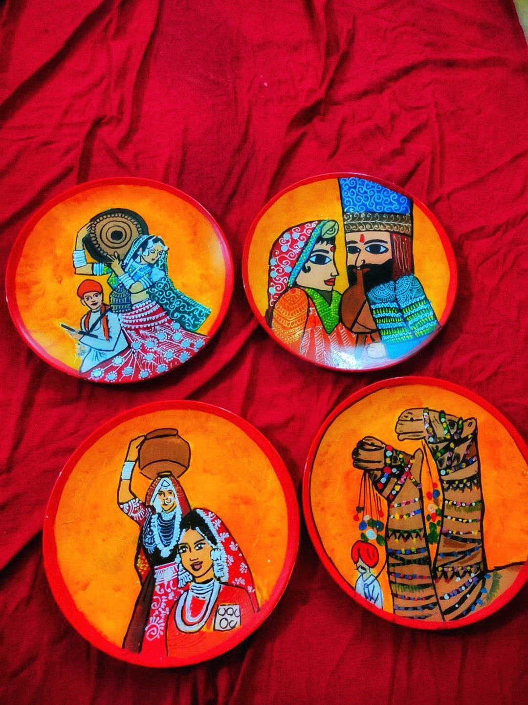 Rajasthani Theme Handpainted Wall Decor Plates,wall Pieces, Indian ...