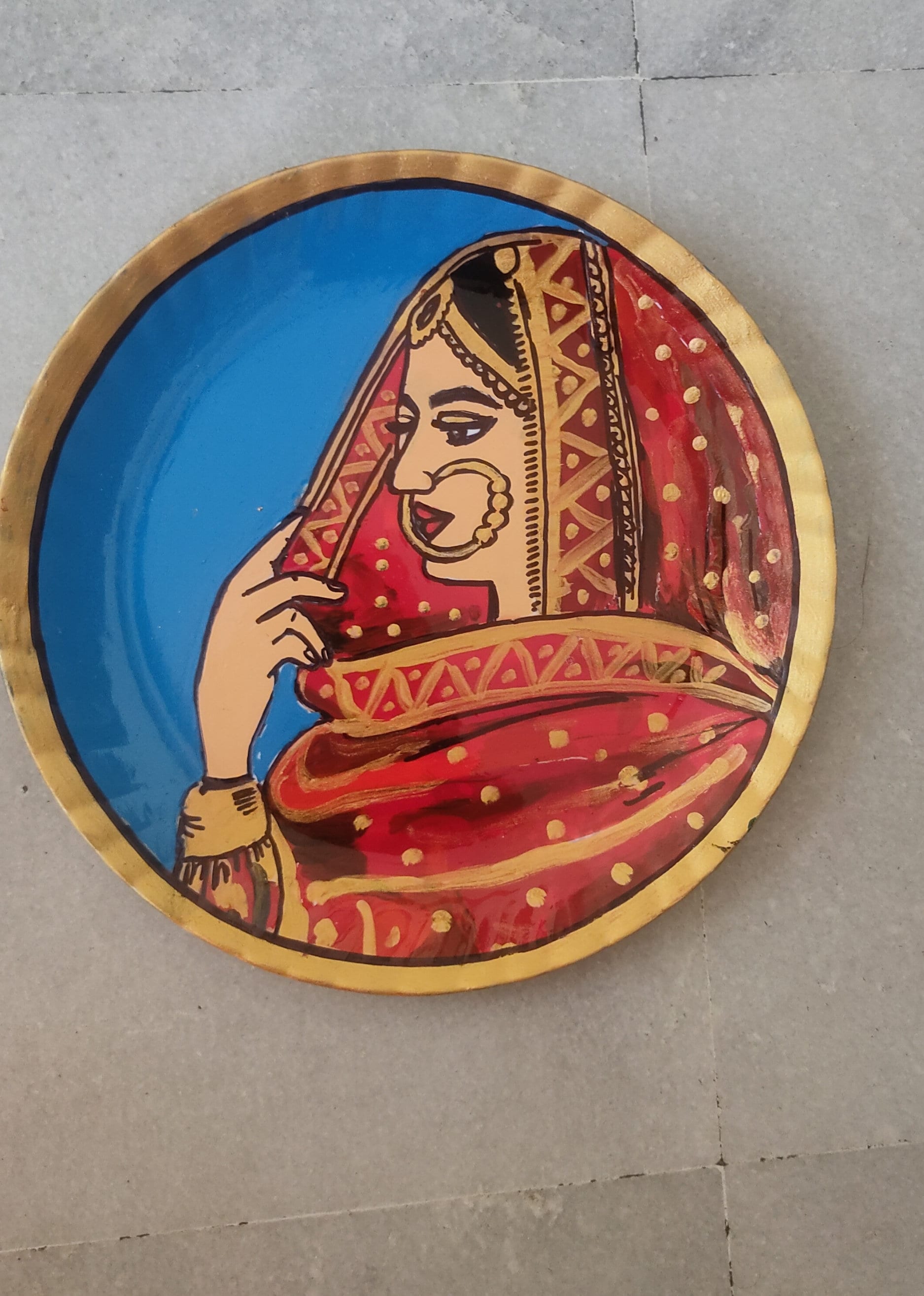 Punjabi Theme Handpainted Wall Decor Plates,traditional Decor,golden ...
