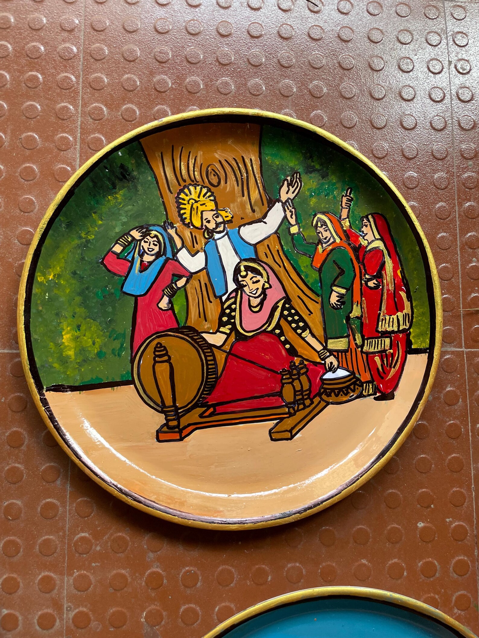 Punjabi Culture Theme Hand Painted Wall Decor Plates Set of 10, Plates ...