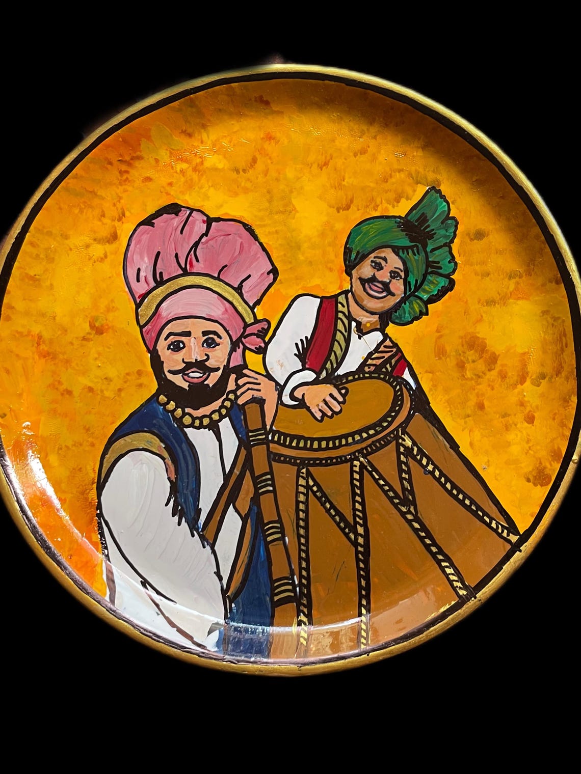 Punjabi Culture Theme Hand Painted Wall Decor Plates Set of 10, Plates ...