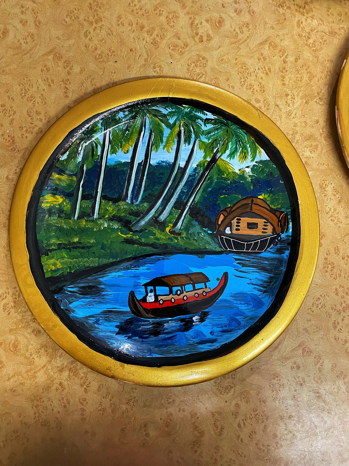 Kerala Theme Handpainted Wall Decor Plates,wall Art, Shripadmanabh ...