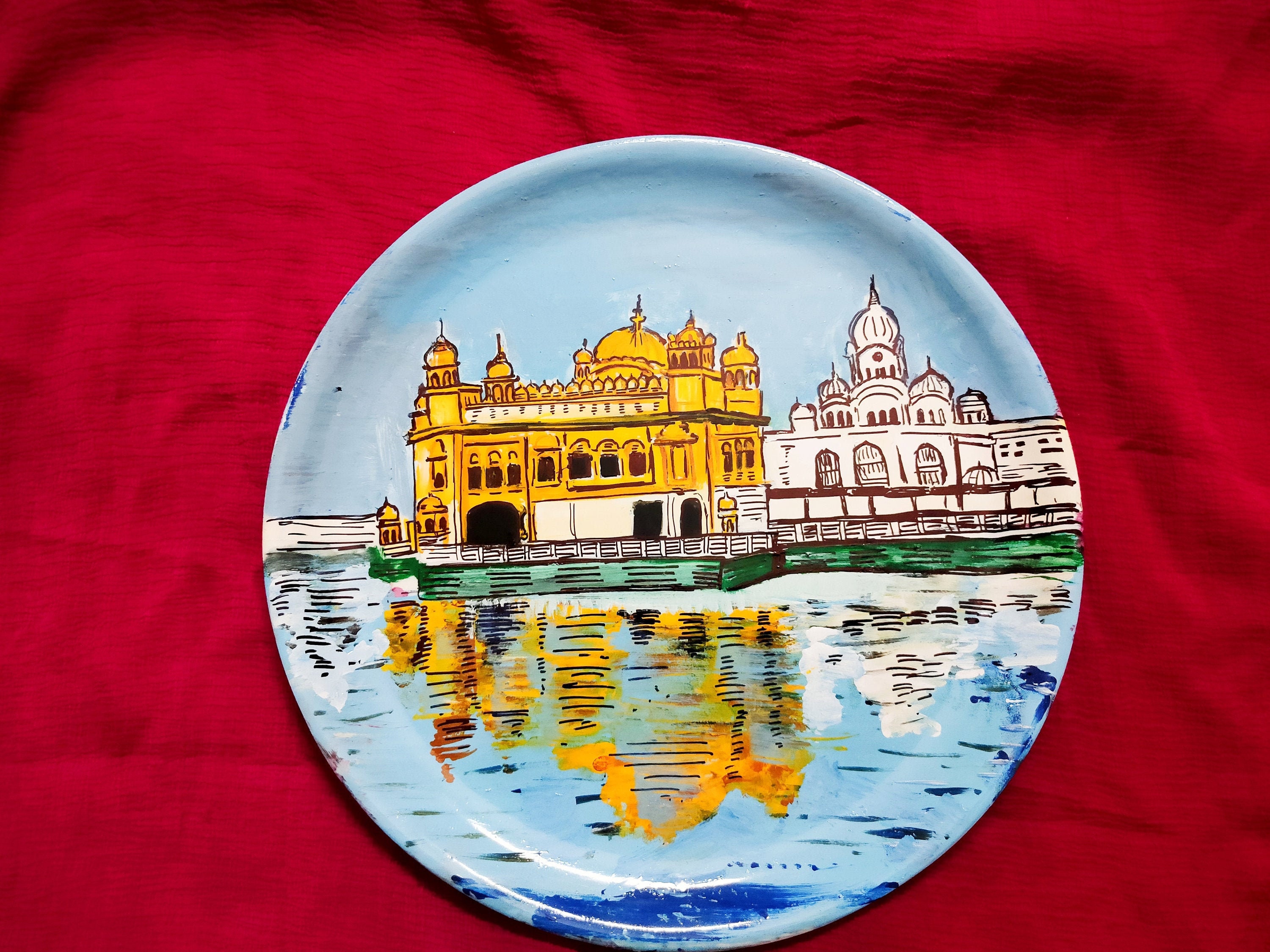 The Golden Temple Handpainted Wall Decor Plate/wall Decor - Etsy
