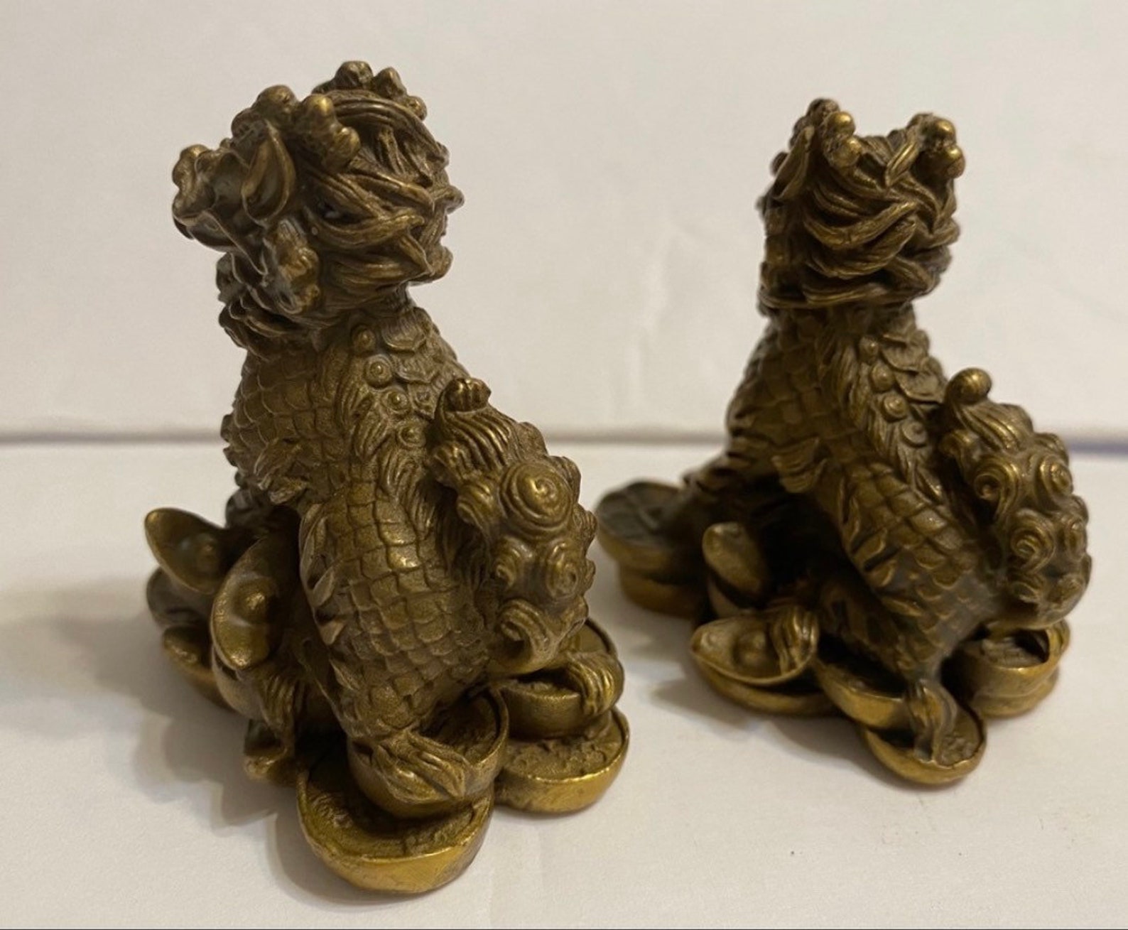 Pair of Imperial Guardian Brass Chi Lin/kei Loon/qi Li Statue - Etsy