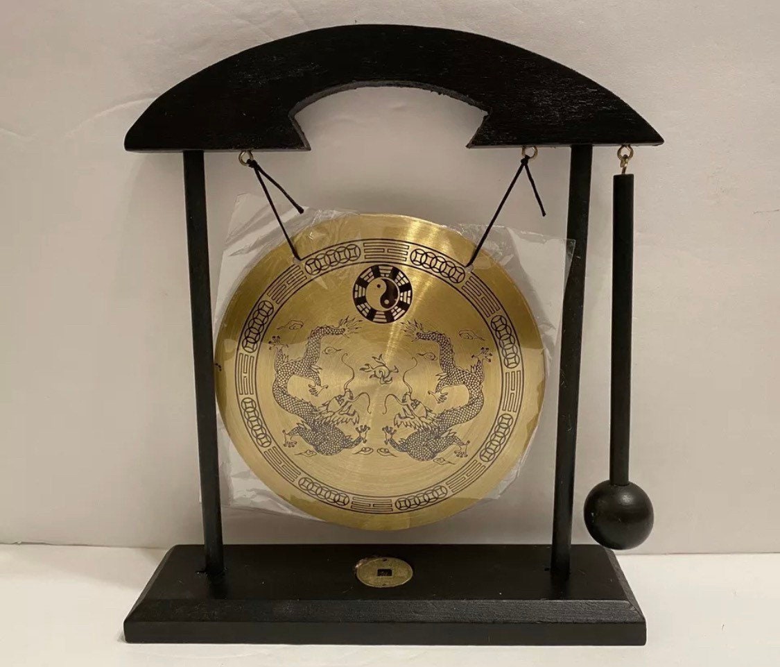 Statues Zen Art Brass Feng Shui Desktop Gong makes soothing sound with ...