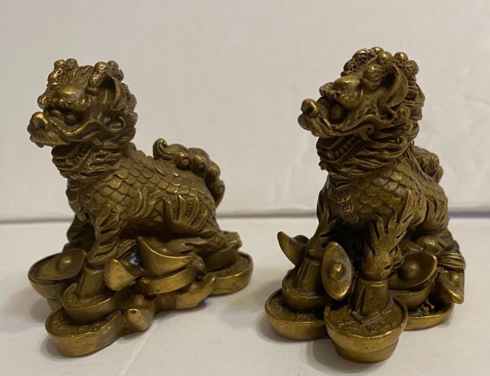 Pair of Imperial Guardian Brass Chi Lin/kei Loon/qi Li Statue - Etsy