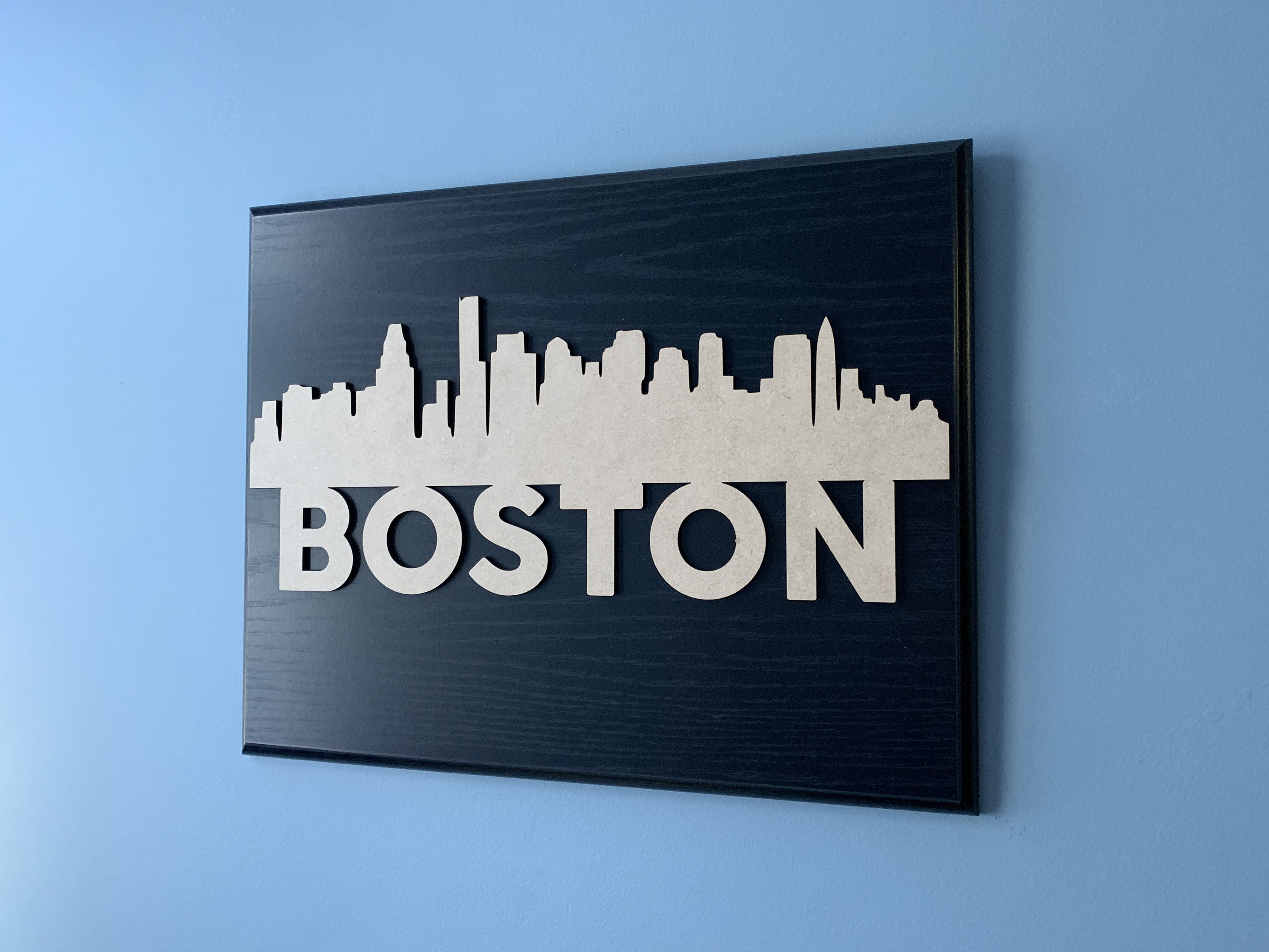 Boston Skyline Wood Wall Sign Boston Cityscape Boston Sign | Etsy