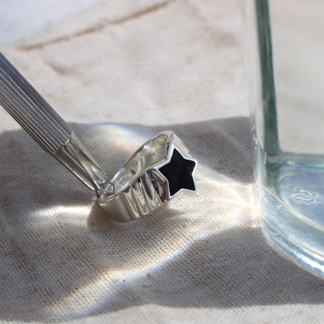 Minimalist Enamel Star Ring: 925 Sterling Silver, Handmade - Etsy