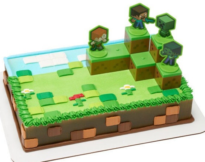 MINECRAFT Mobs Beware Cake Topper Video Game Birthday Party Cake ...