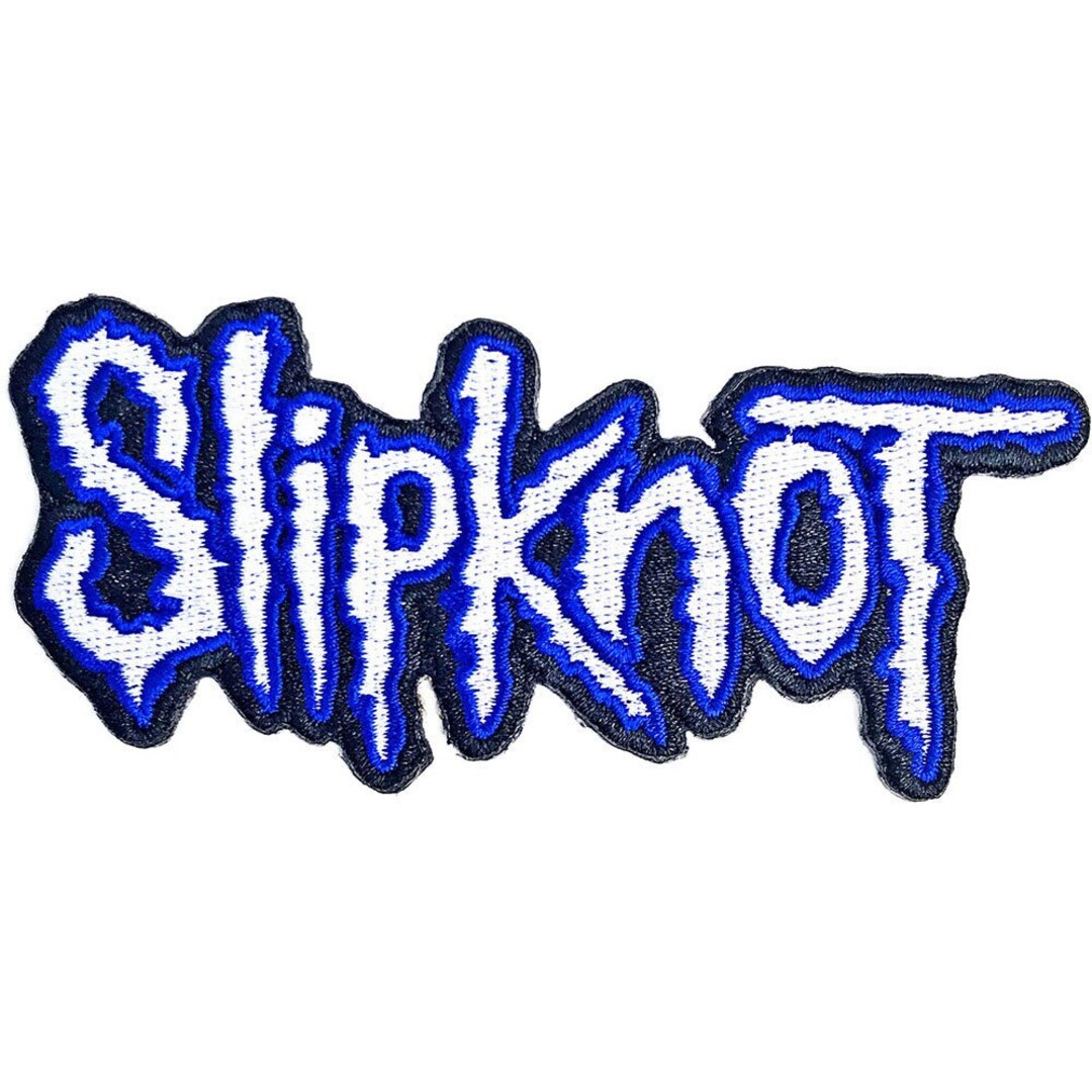 SLIPKNOT Logo Patch 4x2 Inch Slipknot Blue Border Heavy Metal Band Logo Embroidered Patch ...