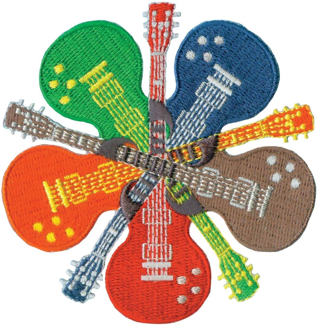 Music Themed Guitars Patch Embroidered Patch Applique Craft - Etsy