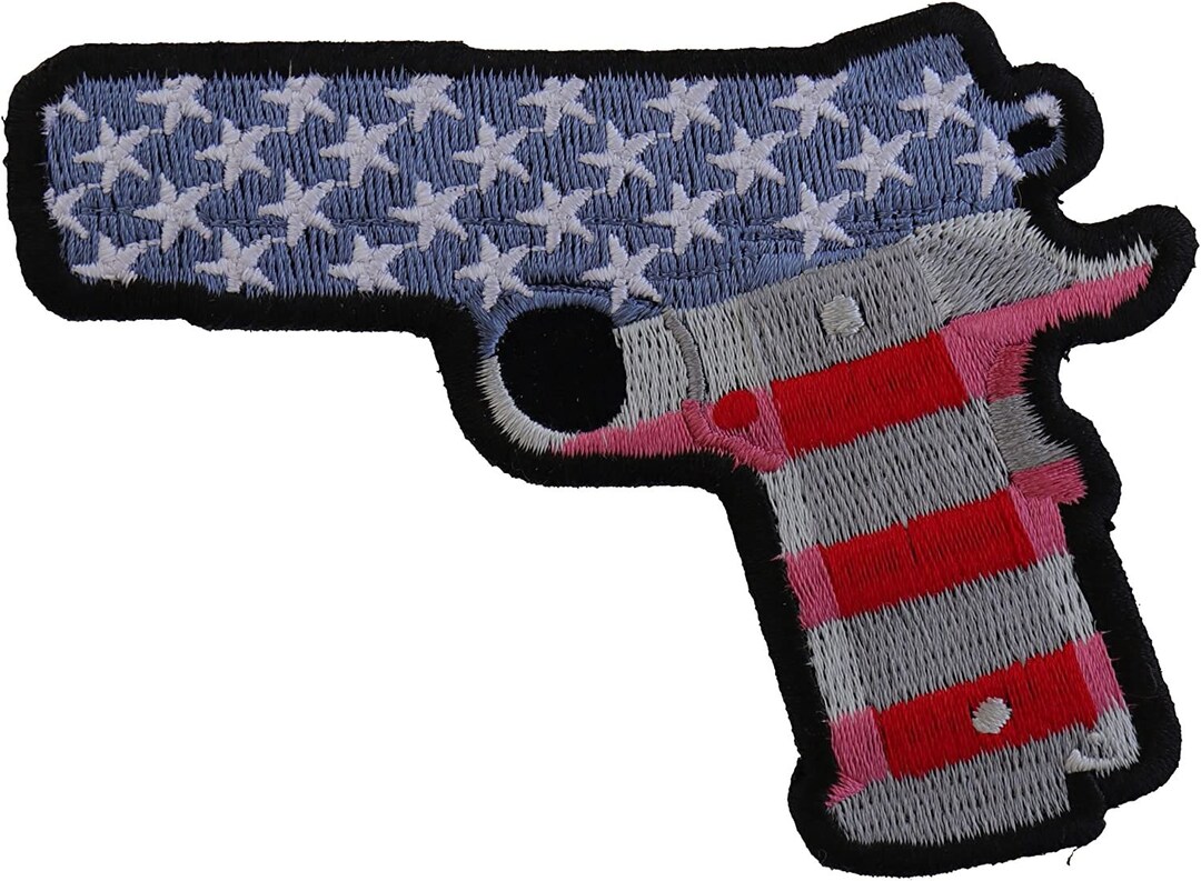 9 Mm Gun With US Flag Patch 4x3 Inch Patriotic Embroidered - Etsy