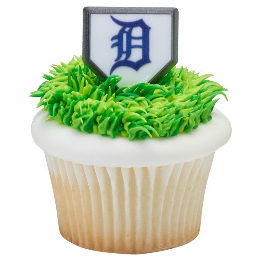 12 DETROIT TIGERS Cupcake Rings MLB Home Plate Cake Toppers for ...