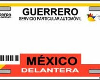 Guerrero License Plate Modern Black, Mexican State Car Plate, Placas ...