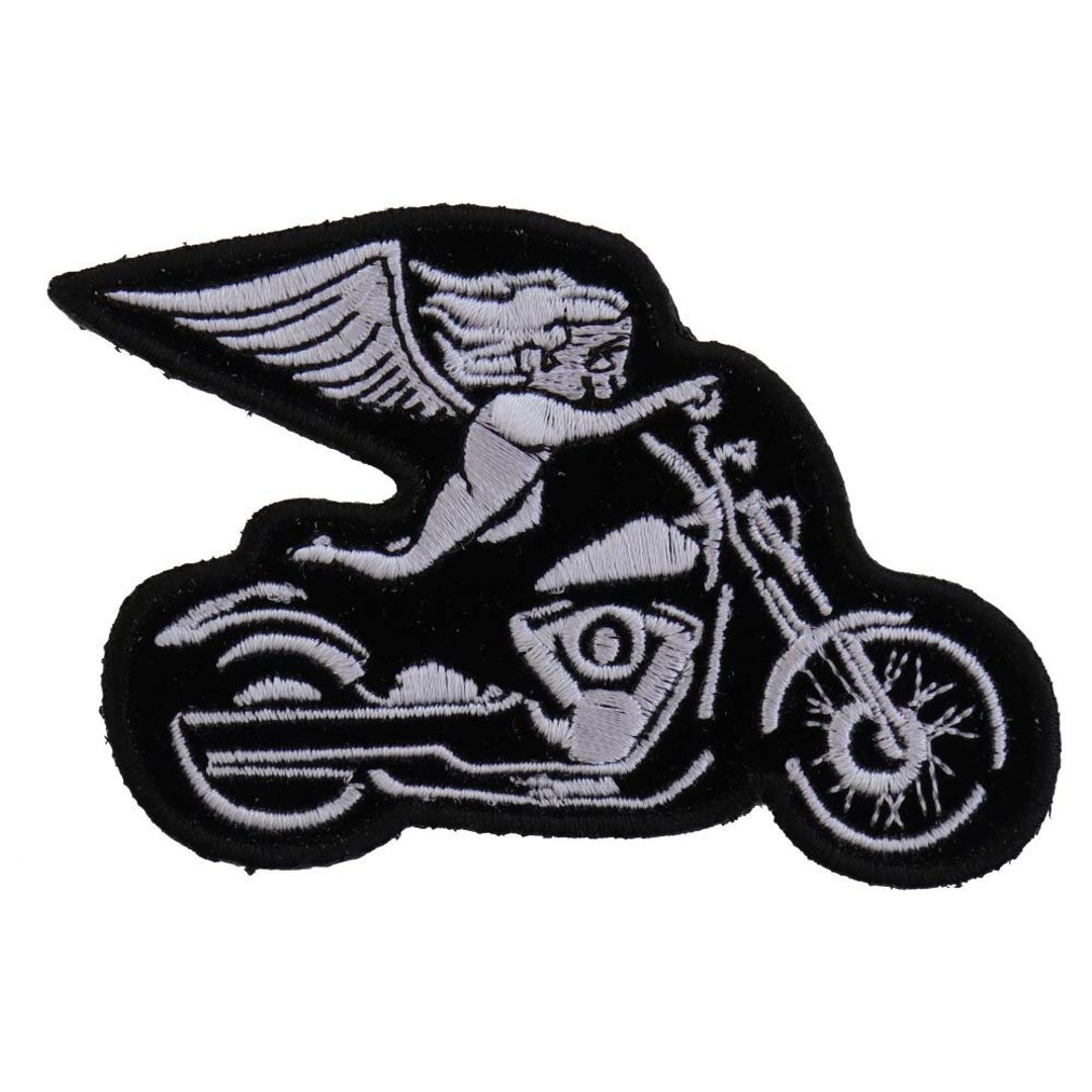 WHITE BIKER ANGEL on Motorcycle Biker Embroidered Patch Craft Supply - Etsy