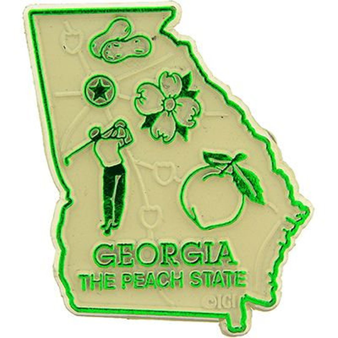 Georgia State Shaped Magnet Vintage Map the Peach State Souvenir ...
