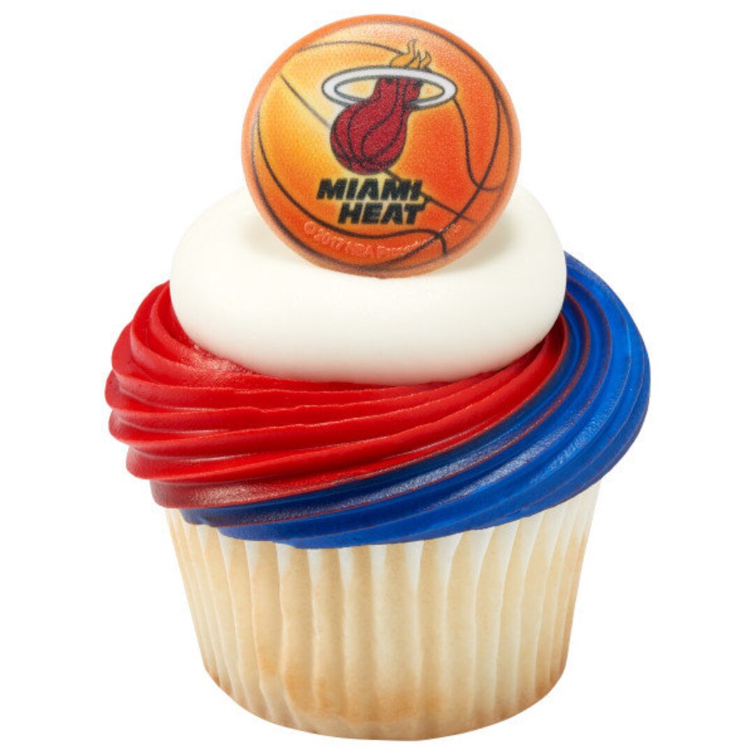 12 MIAMI HEAT Cupcake Rings NBA Miami Heat Cake Toppers for Birthday ...