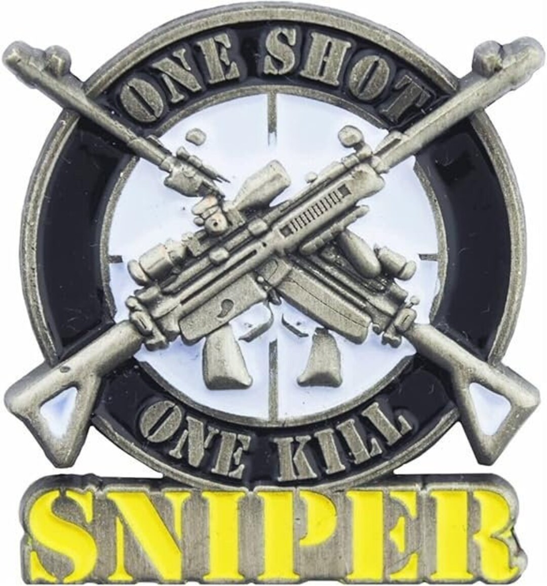ONE Shot ONE Kill Sniper Lapel Pin Armed Forces Military Sniper Enamel ...