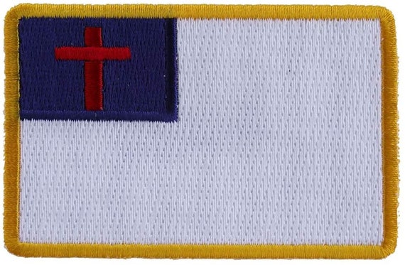 Christian Flag Small Patch Christian Biker Embroidered Patch | Etsy