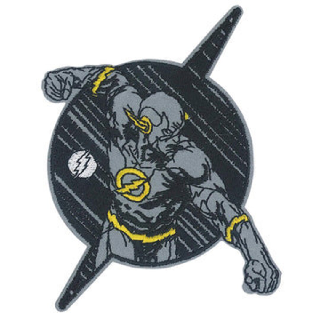 THE FLASH Grayscale Reflective Patch 3.6x4.3 Inch DC Comics Embroidered ...