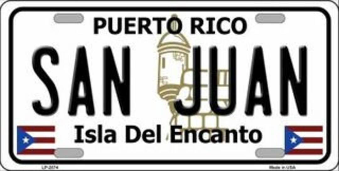 SAN JUAN Puerto Rico Background Metal License Plate Sign Novelty Vanity ...