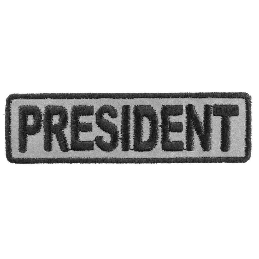 PRESIDENT Reflective Biker Motorcycle Embroidered Patch Craft - Etsy