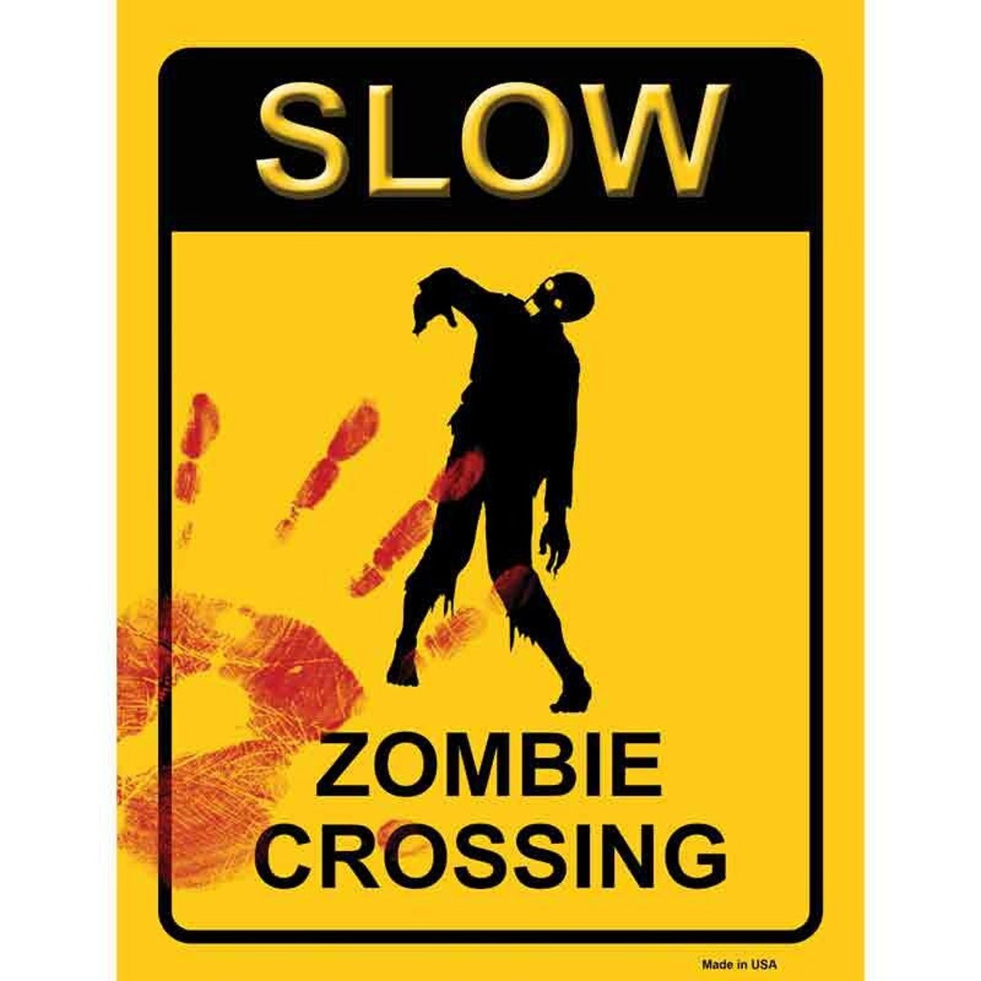 Slow Zombie Crossing Decal 6x4.5 Inch Funny Novelty Rectangle Sticker ...