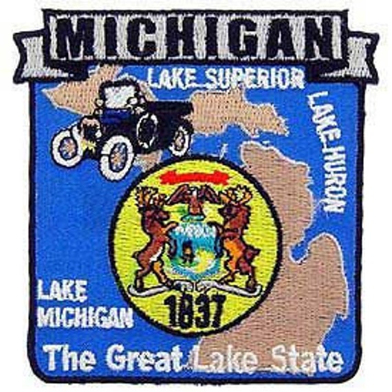 MICHIGAN State Map Embroidered Patch Applique USA United | Etsy