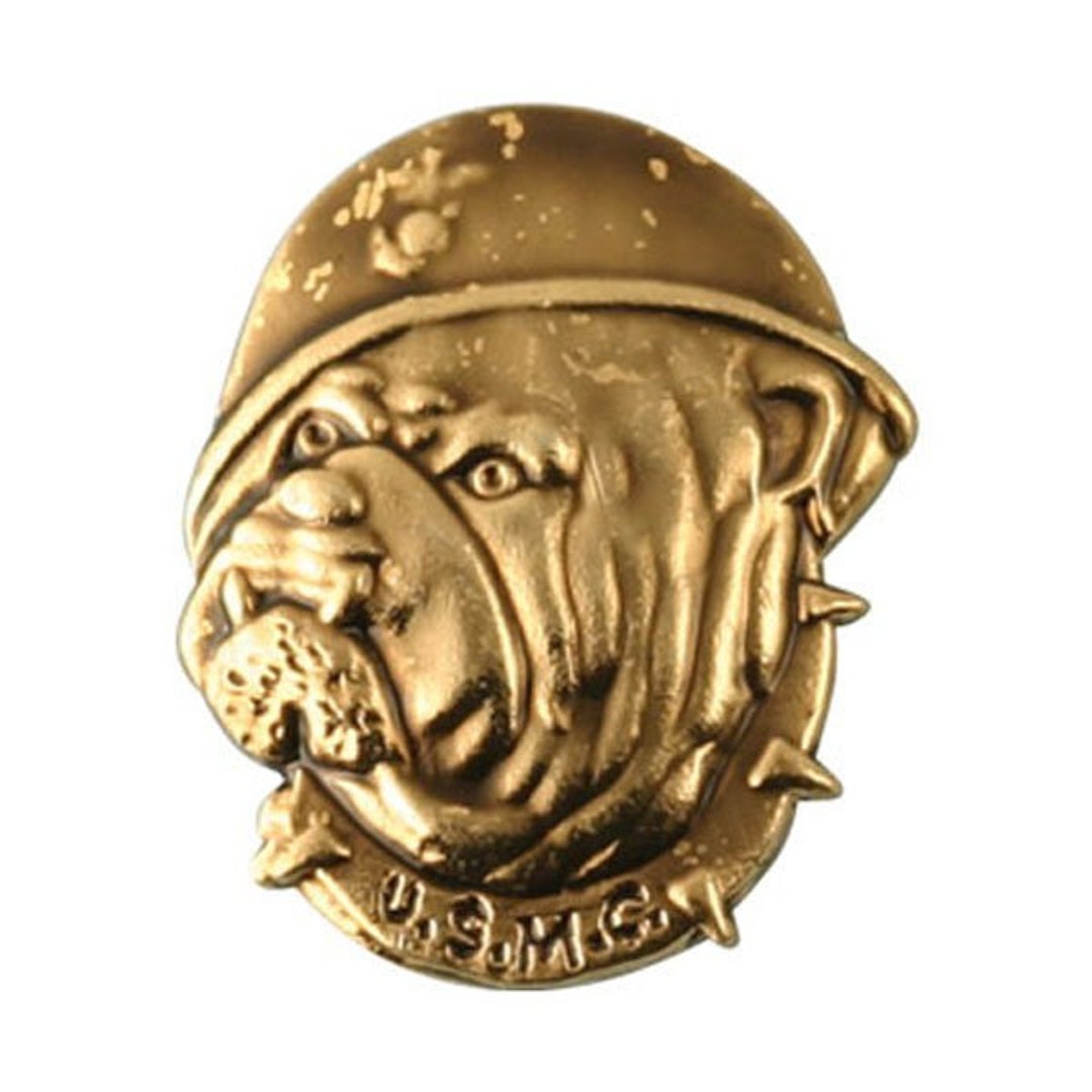 USMC Bulldog Lapel Pin Marine Corps Bulldog With Helmet Gold Pin for ...