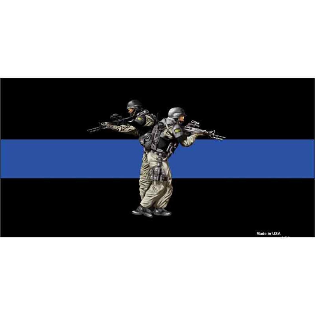 Thin Blue Line Police SWAT Sticker Decal 6x3 Inch Novelty Rectangle ...