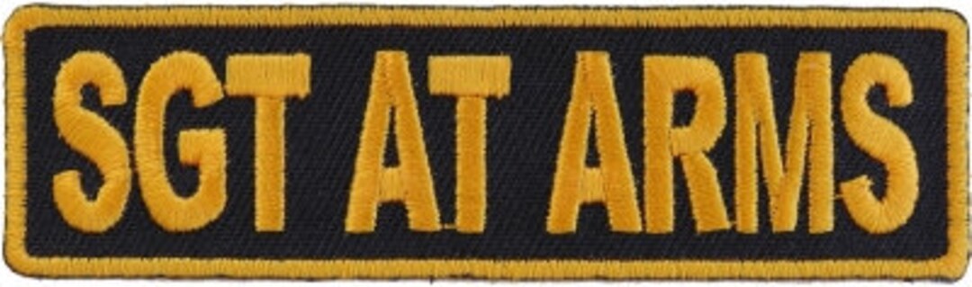 Sgt at Arms Patch Yellow 3.5x1 Inch Biker Embroidered Patch Appliqué ...