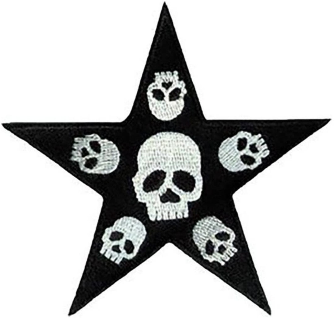 SKULL STAR Patch Skulls Skeleton Tattoo Art Embroidered Patch Applique ...