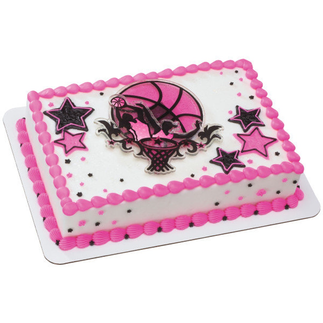BASKETBALL STARS Cake Topper Cake Decoration Girls Pink Birthday Sports ...
