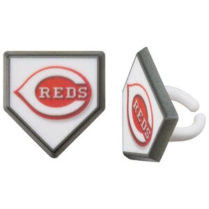 12 CINCINNATI REDS Cupcake Rings MLB Home Plate Cake Toppers for ...