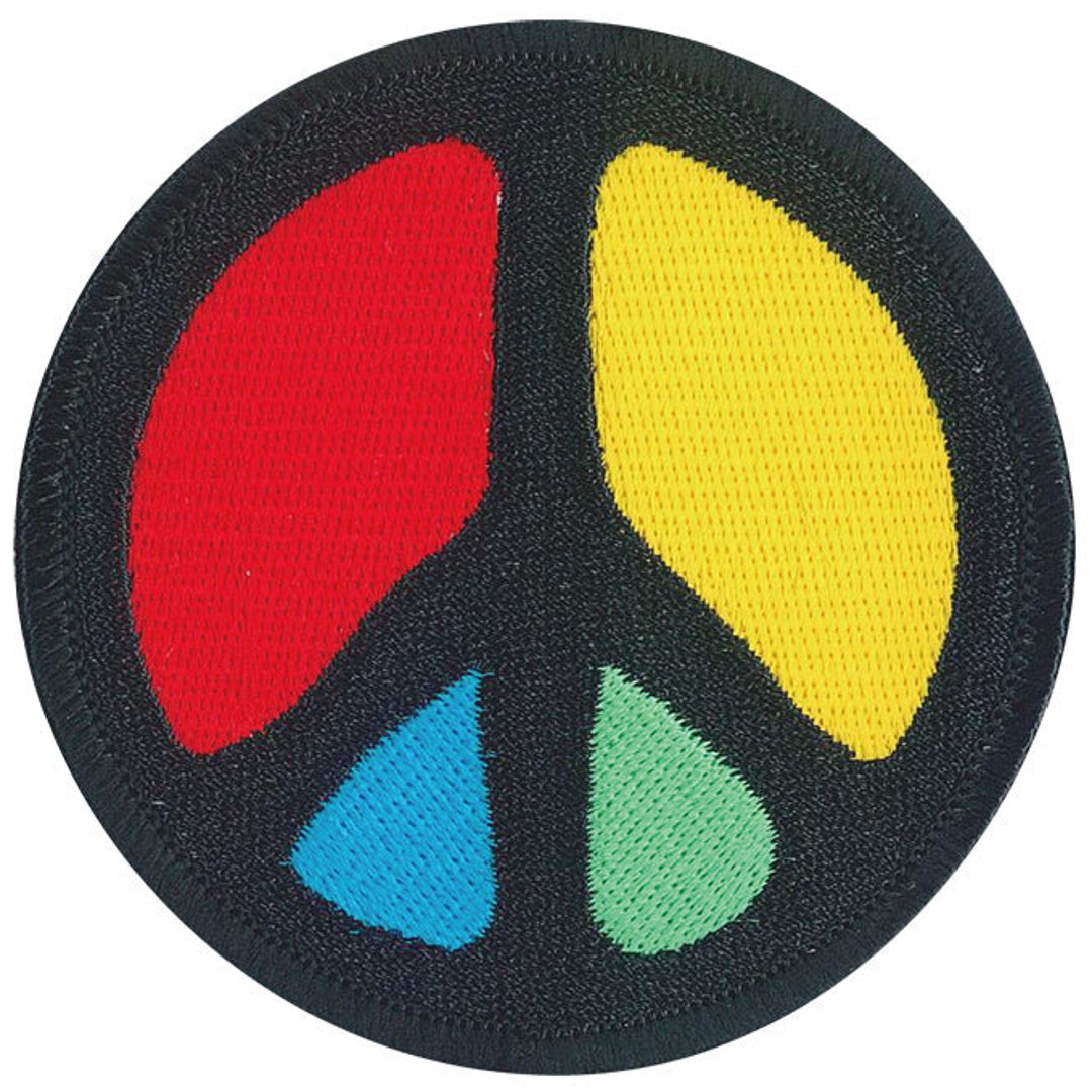 Primary Colored Peace Sign Patch 3 Inch Embroidered Patch Applique ...