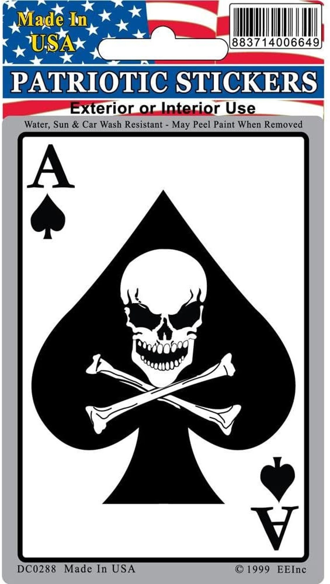 ACE OF SPADES Skull & Crossbones Sticker Decal Patriotic - Etsy