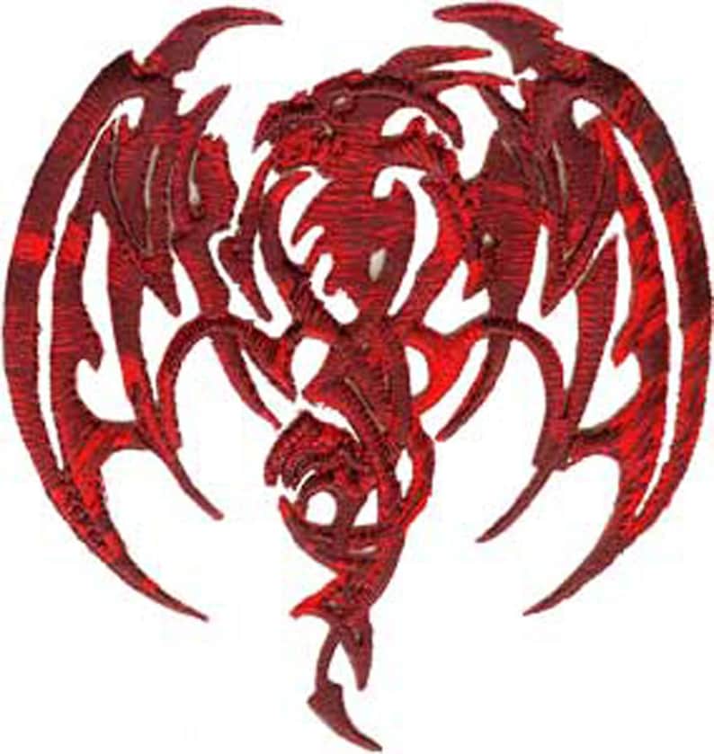 RED TRIBAL DRAGON Patch Embroidered Patch Applique | Etsy