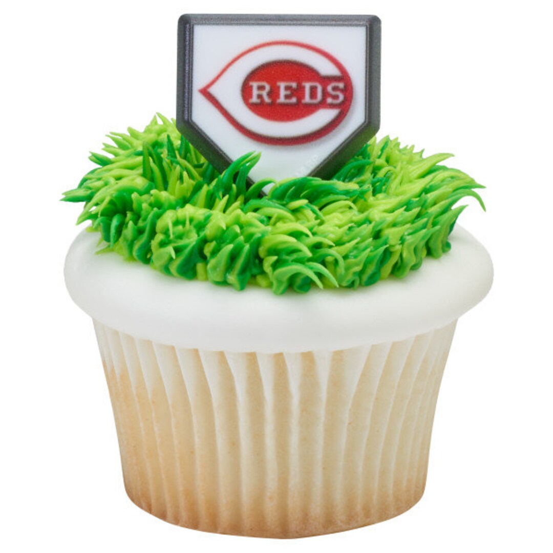 12 CINCINNATI REDS Cupcake Rings MLB Home Plate Cake Toppers for ...