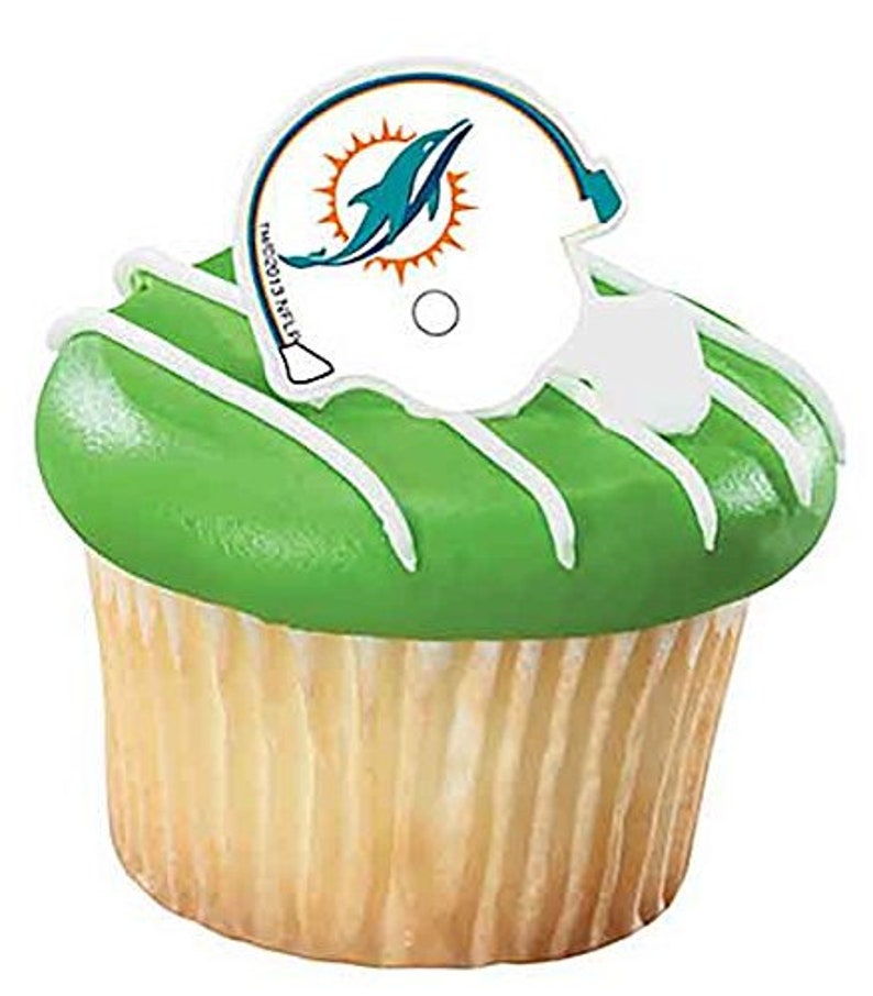 12 MIAMI DOLPHINS Cupcake Rings NFL Cake Toppers for Birthday | Etsy