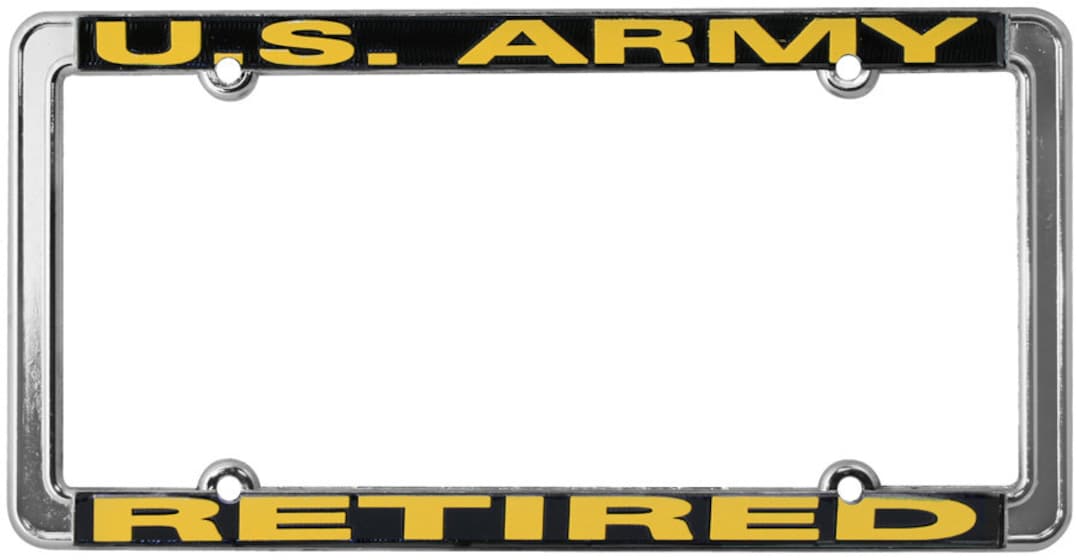 U.S. ARMY RETIRED Thin Rim Metal Chrome License Plate Frame United ...