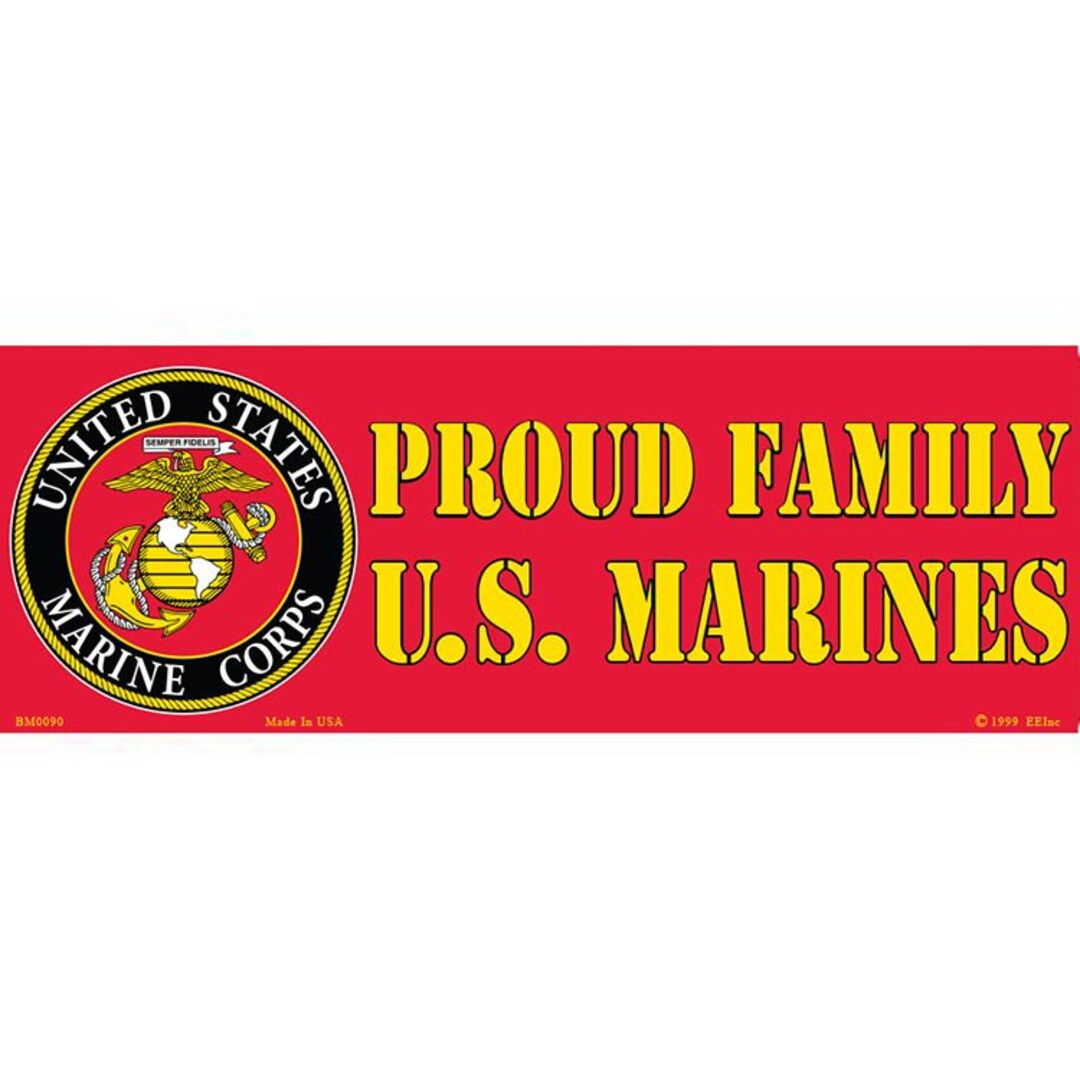 PROUD FAMILY U.S. MARINES Bumper Sticker Decal Usmc Proud Mom Dad ...