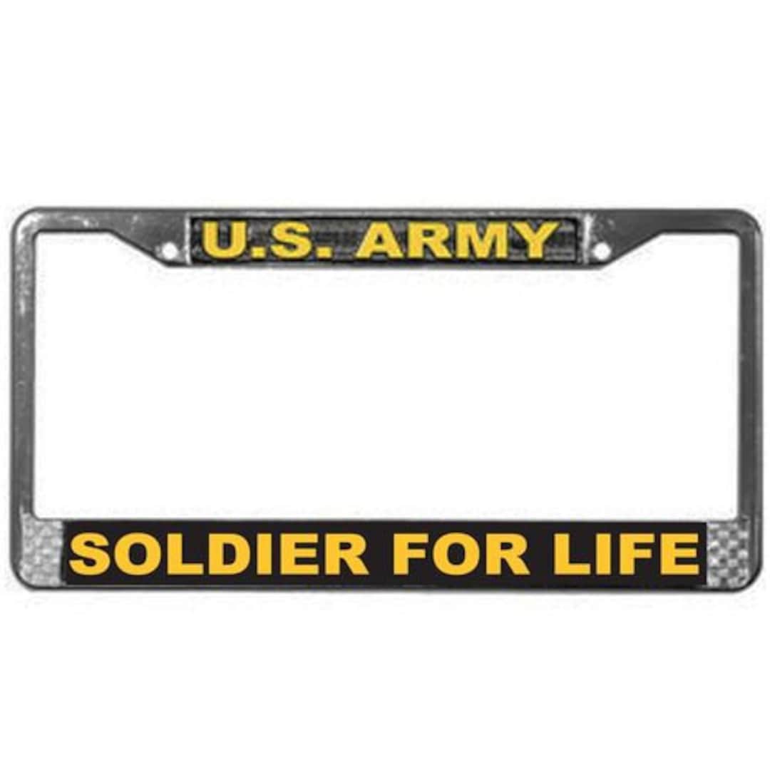 U.S. ARMY Soldier for Life Metal Chrome License Plate Frame United ...
